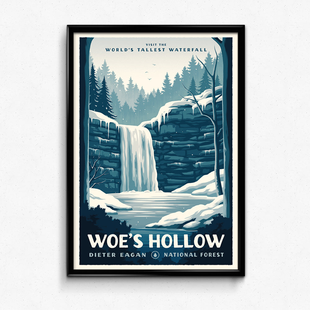 Woe's Hollow Retro Travel Poster – Sylvan Design